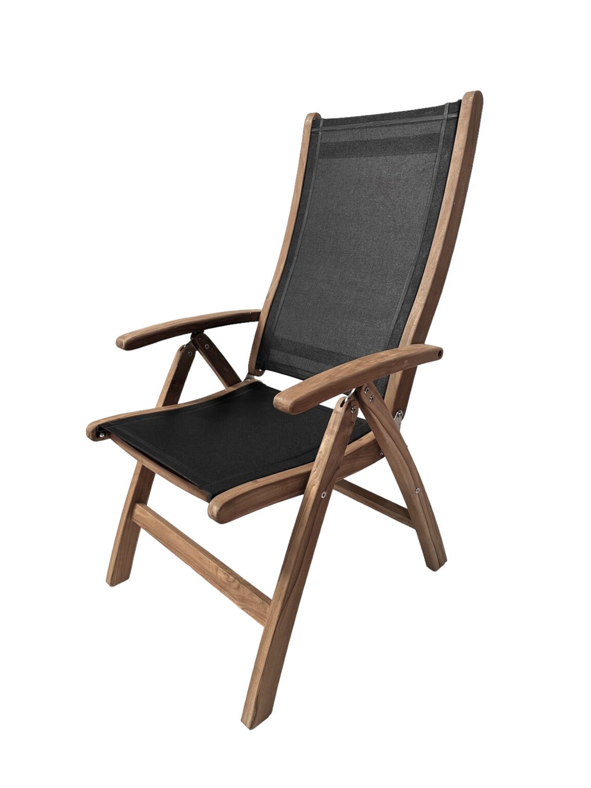 Serini Teak Textilene verstelbare Tuinstoel black - Teak.nl