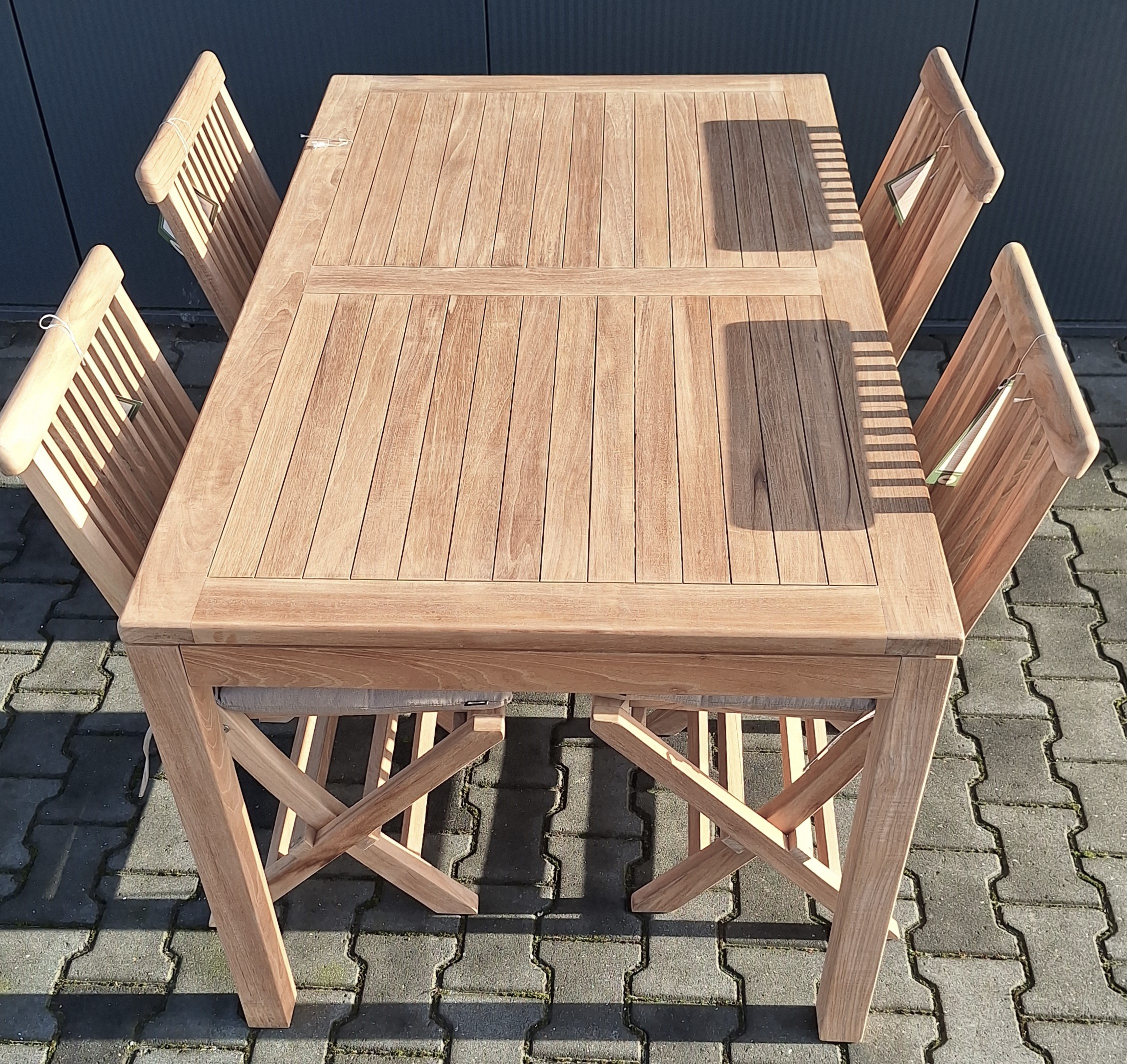 Summer Garden Teak Tuintafel Java 150 x 90 met 4 Texas klapstoelen met ...